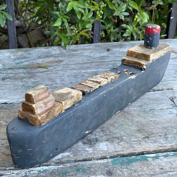 Art | Vintage Wooden Carved Ship Primitive Decor | Poshmark